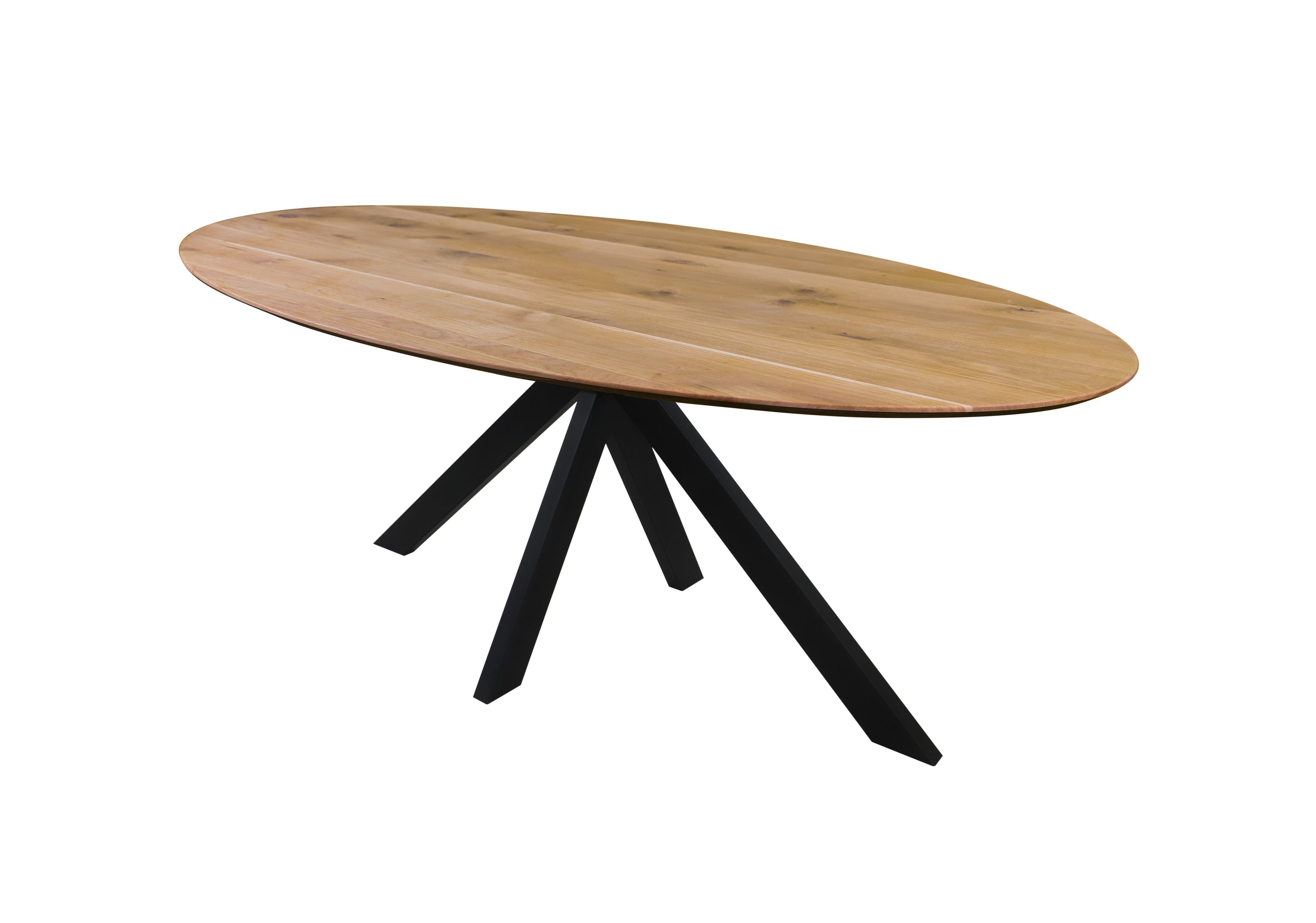 Emil Oval dining table with Swiss edge, Spider frame, solid wild oak ...