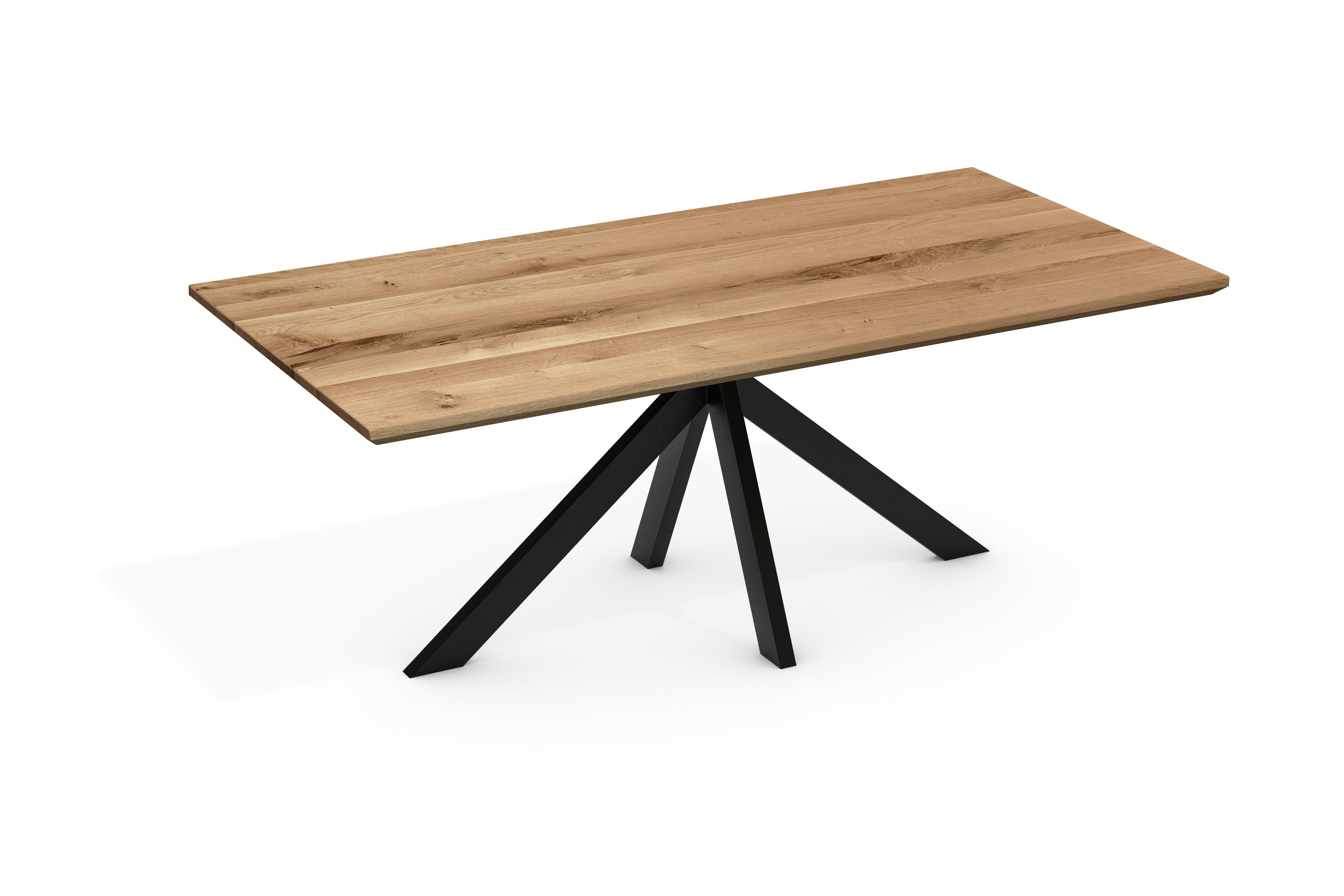 Anton dining table with Swiss edge, Spider frame, solid wild oak – One Home